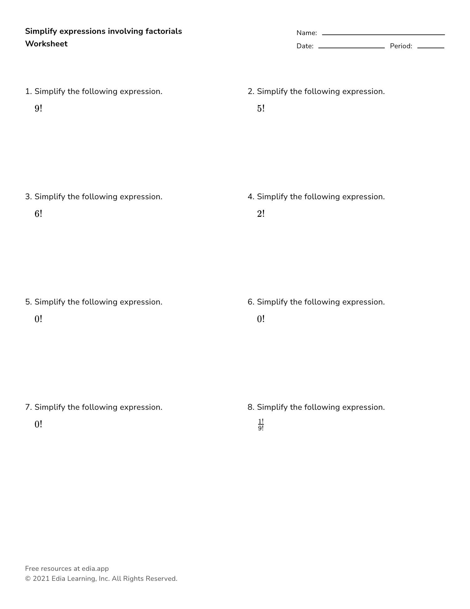 Factorials Worksheet MDM4U Permutations And Factorials (2.3) By