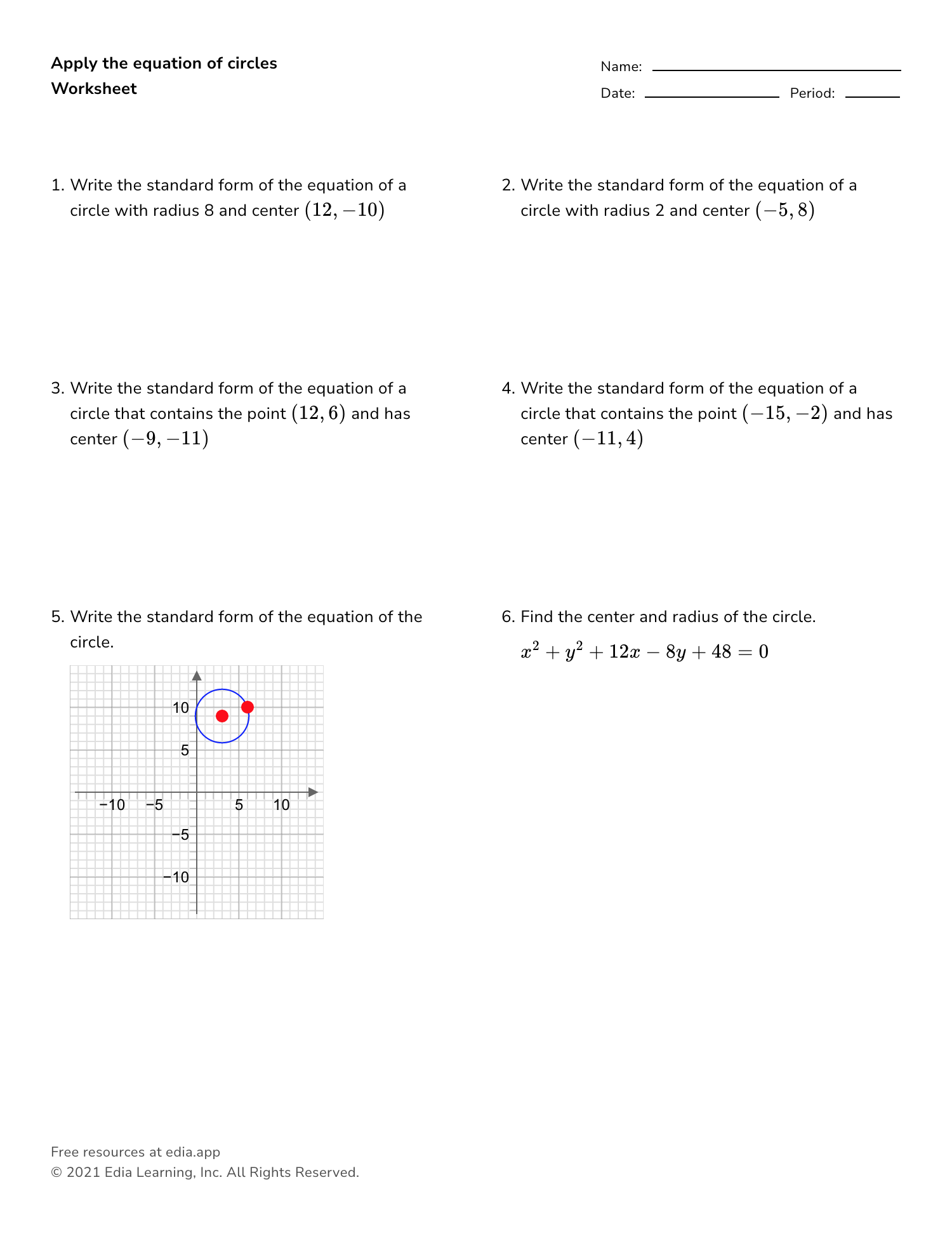 Conic Sections Worksheet Conic Section Definition, Formulas,