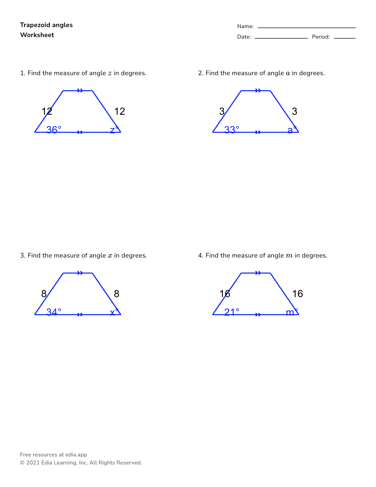 Finding Missing Angles Polygons Worksheet