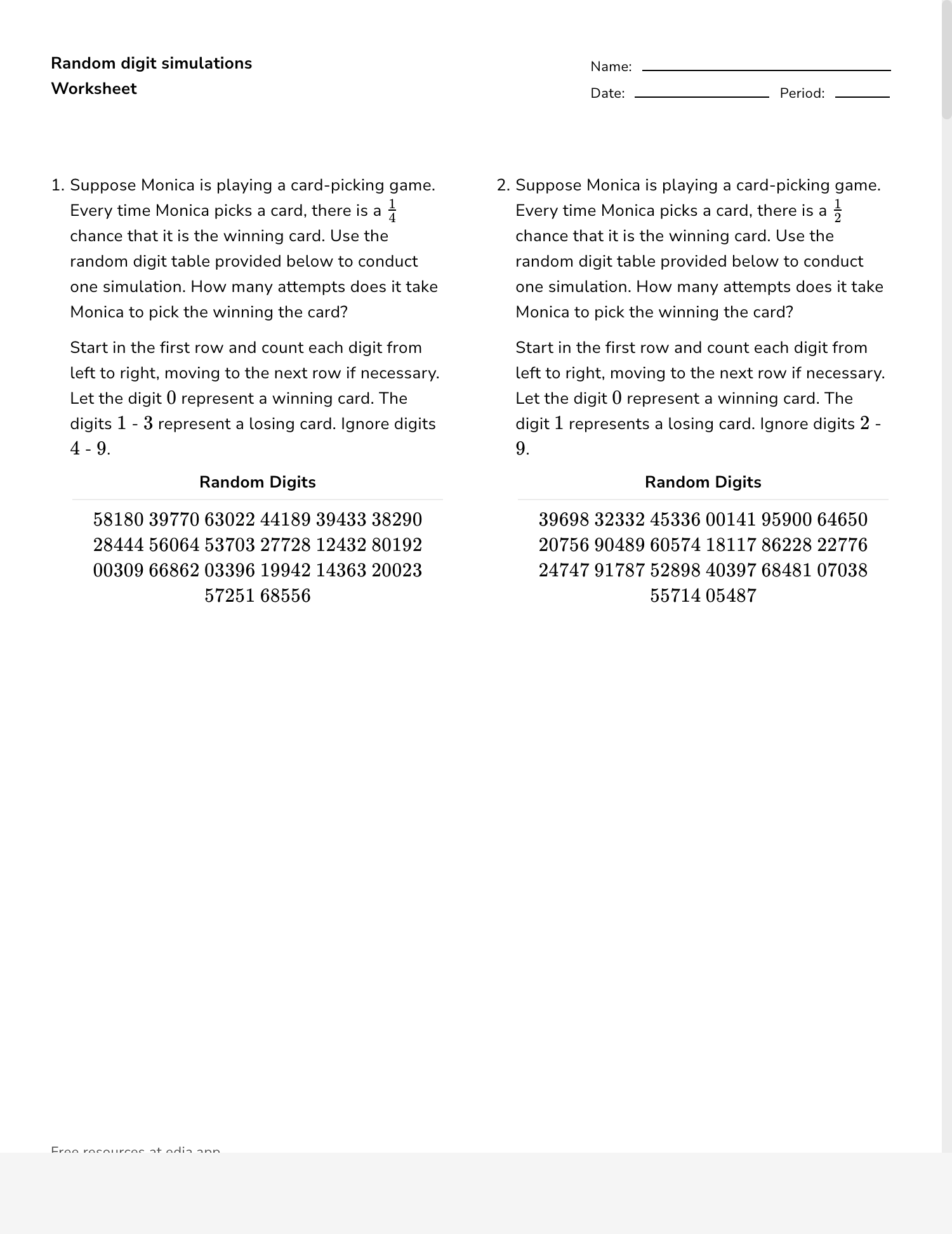 Random Digit Table Probability | Cabinets Matttroy