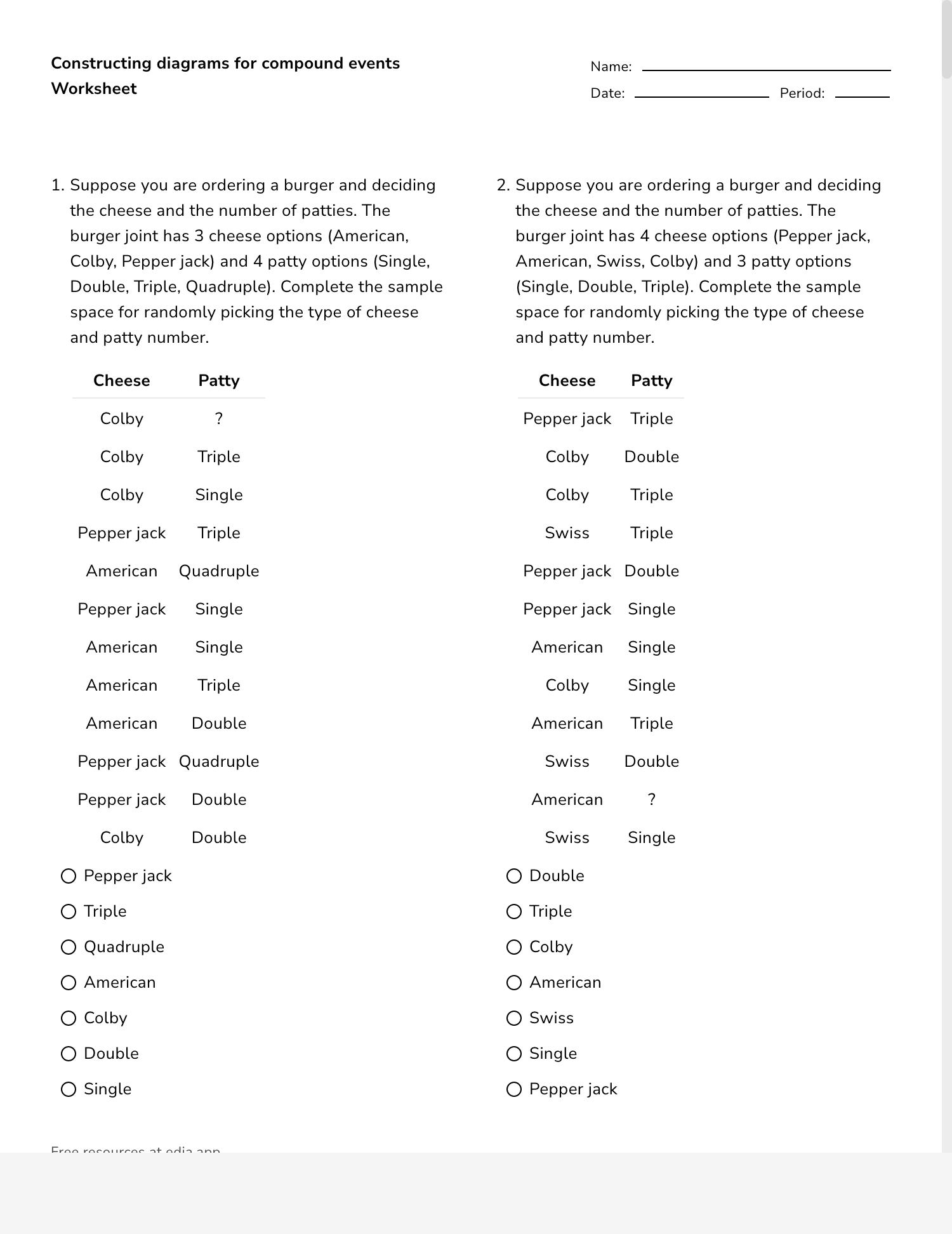 Compound Events Worksheets Grade 9 Compound Probability Worksheets