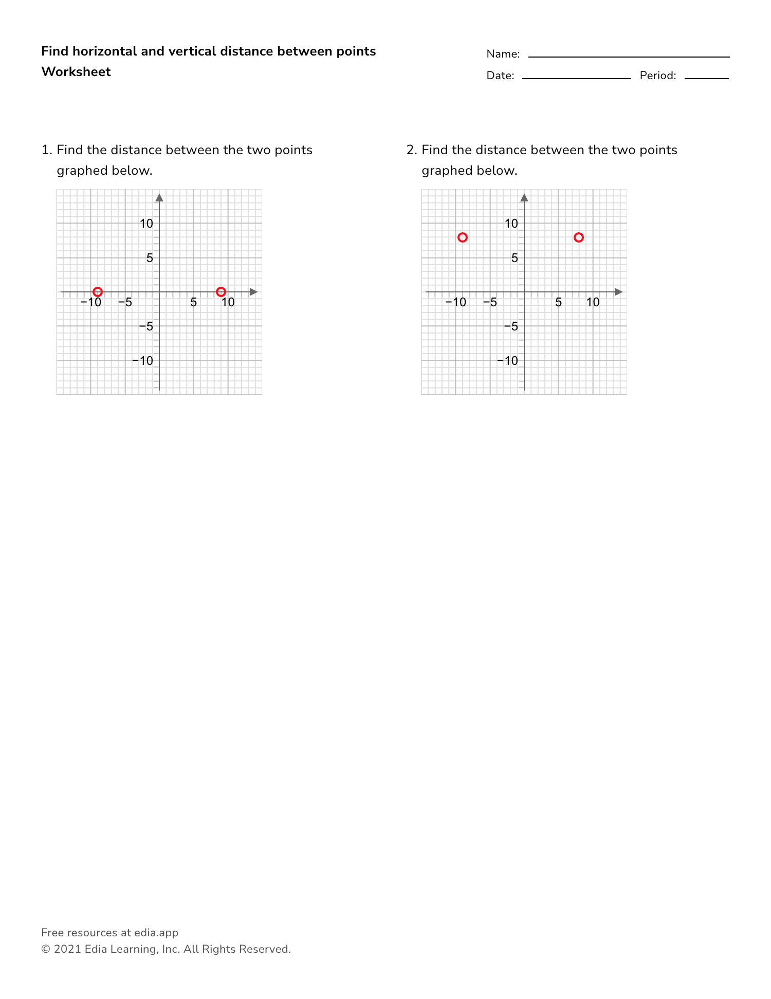 Distance On The Coordinate Plane Worksheet