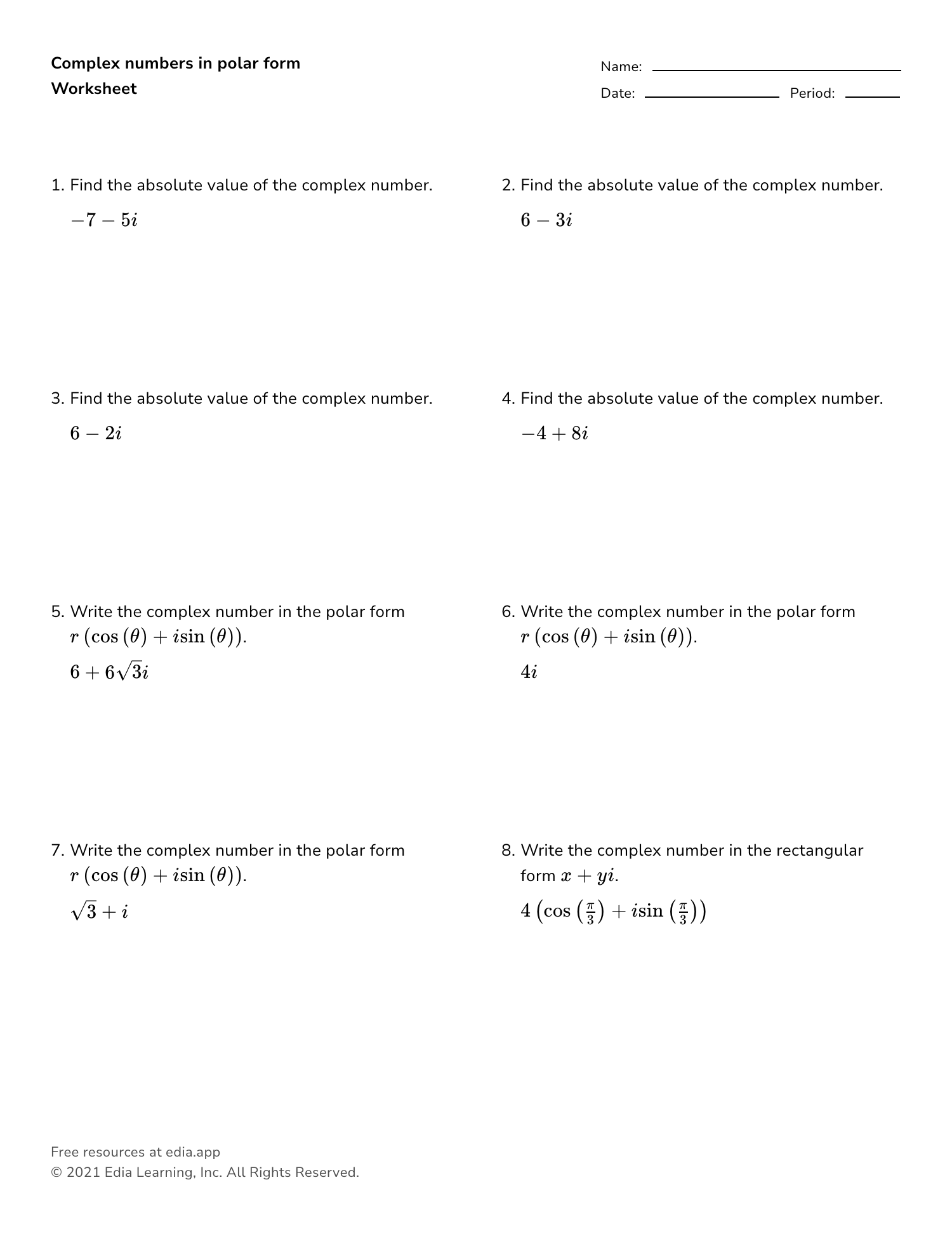 Polar Worksheet